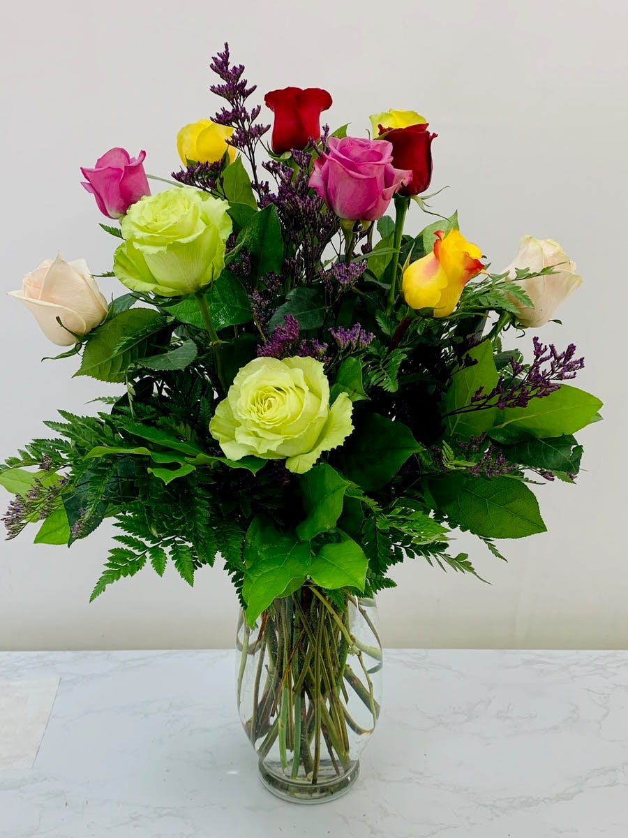 Dozen Multi-Color Roses | DFW (TX) Rose Delivery | Bice's Florist